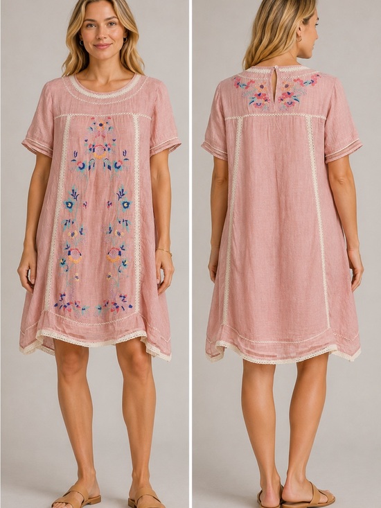 Dresses | Umgee Pink Embroidered Boho Dress | Poshmark